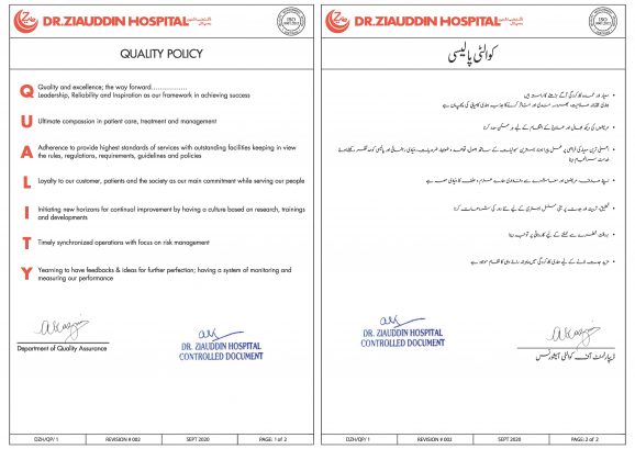 QUALITY ASSURANCE - Dr. Ziauddin Hospital